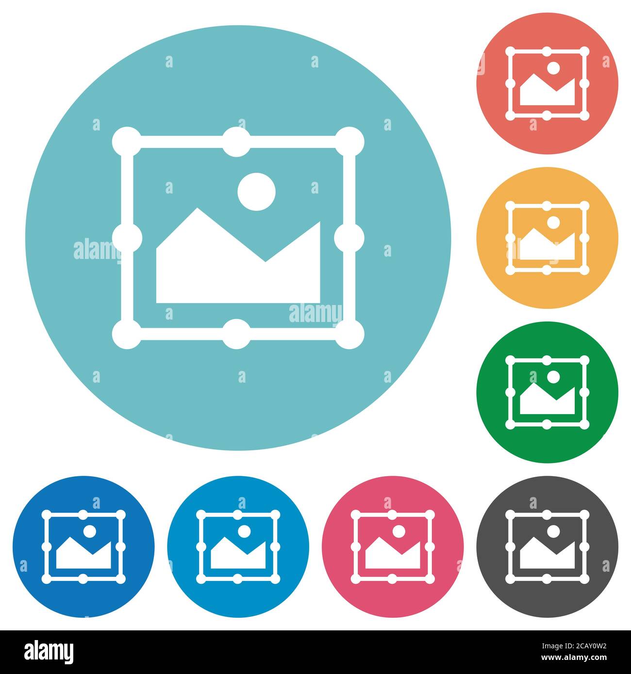 Image free transform flat white icons on round color backgrounds Stock ...