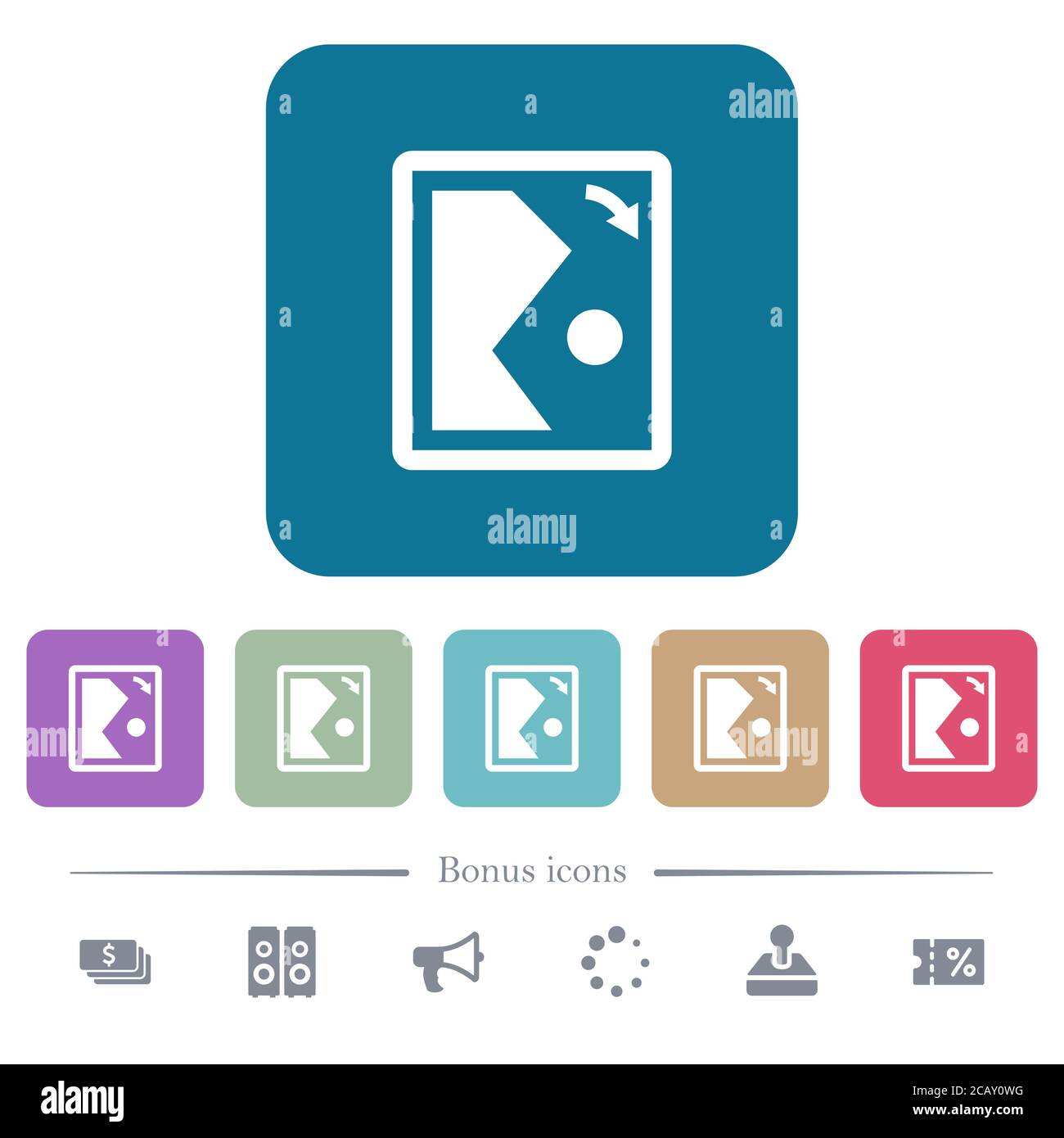Rotate image right white flat icons on color rounded square backgrounds ...