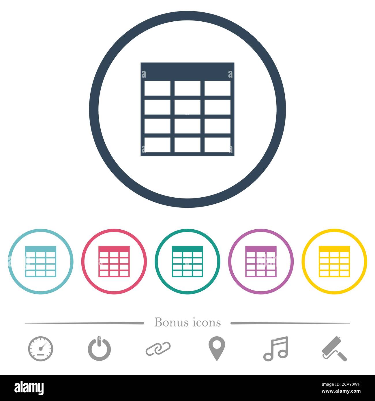 Spreadsheet table flat color icons in round outlines. 6 bonus icons included Stock Vector Image ...