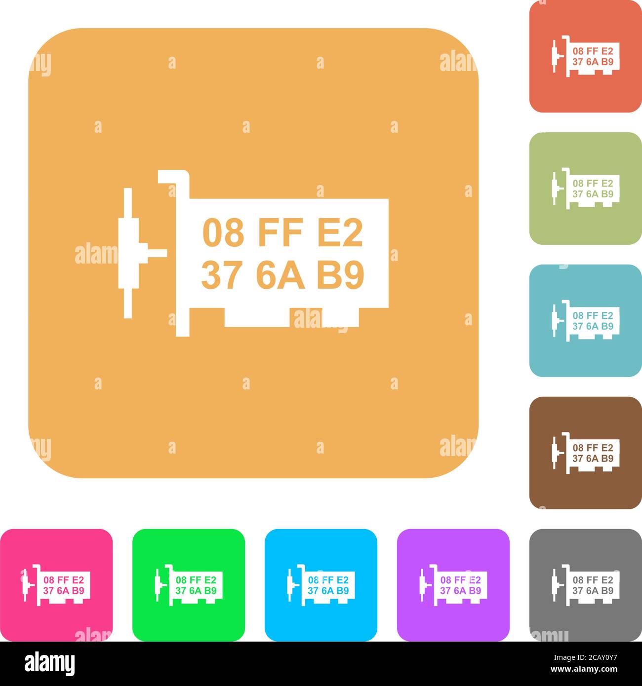 Network mac address flat icons on rounded square vivid color ...