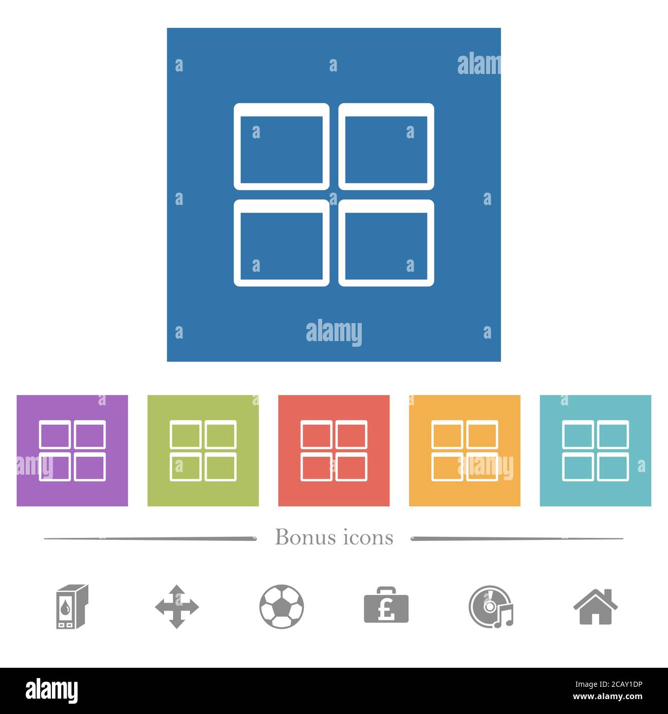 Admin dashboard panels flat white icons in square backgrounds. 6 bonus ...