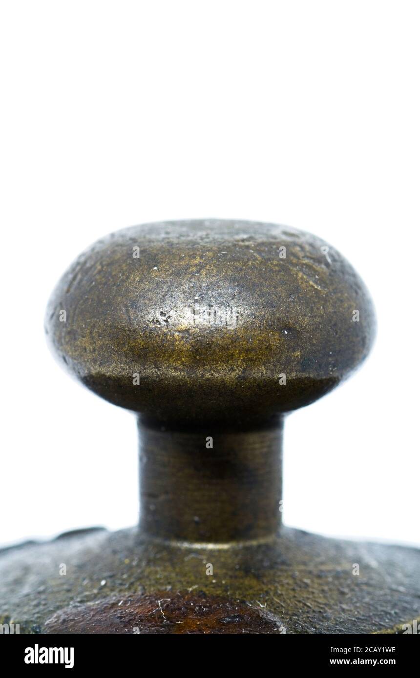 Iron weight on white background. Weighting tool Stock Photo - Alamy