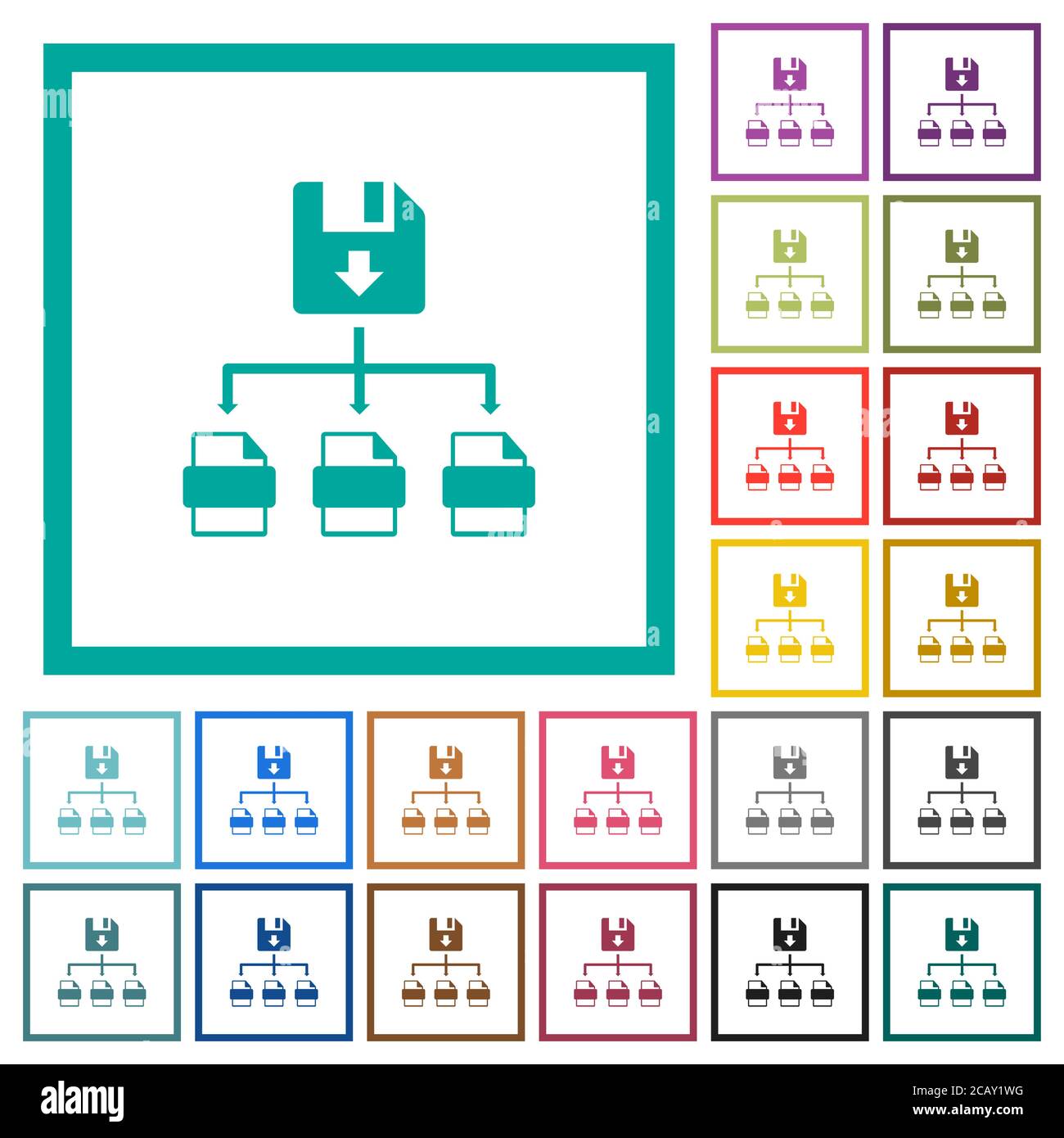 Save file as multiple format flat color icons with quadrant frames on ...