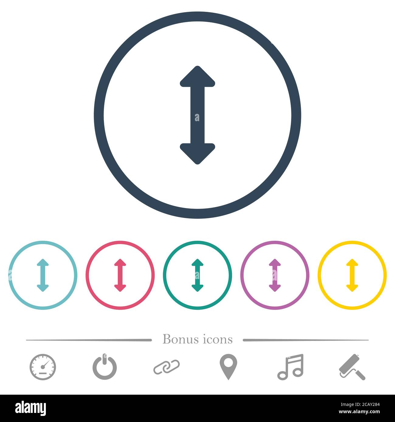 Resize vertical flat color icons in round outlines. 6 bonus icons ...
