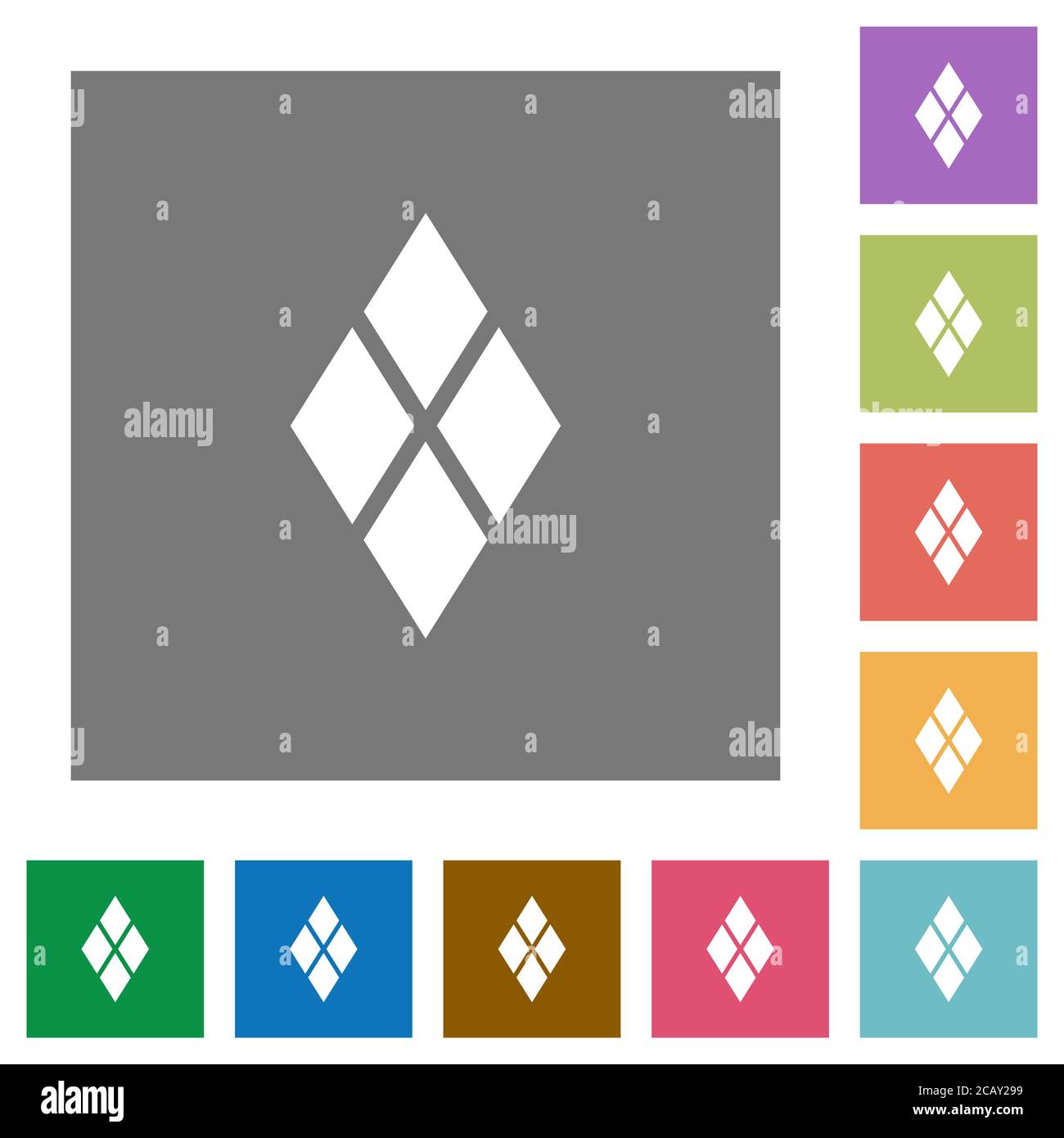 Diamond tile pattern flat icons on simple color square backgrounds ...