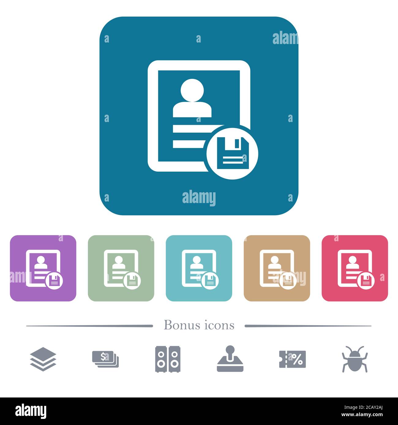 Save contact changes white flat icons on color rounded square ...