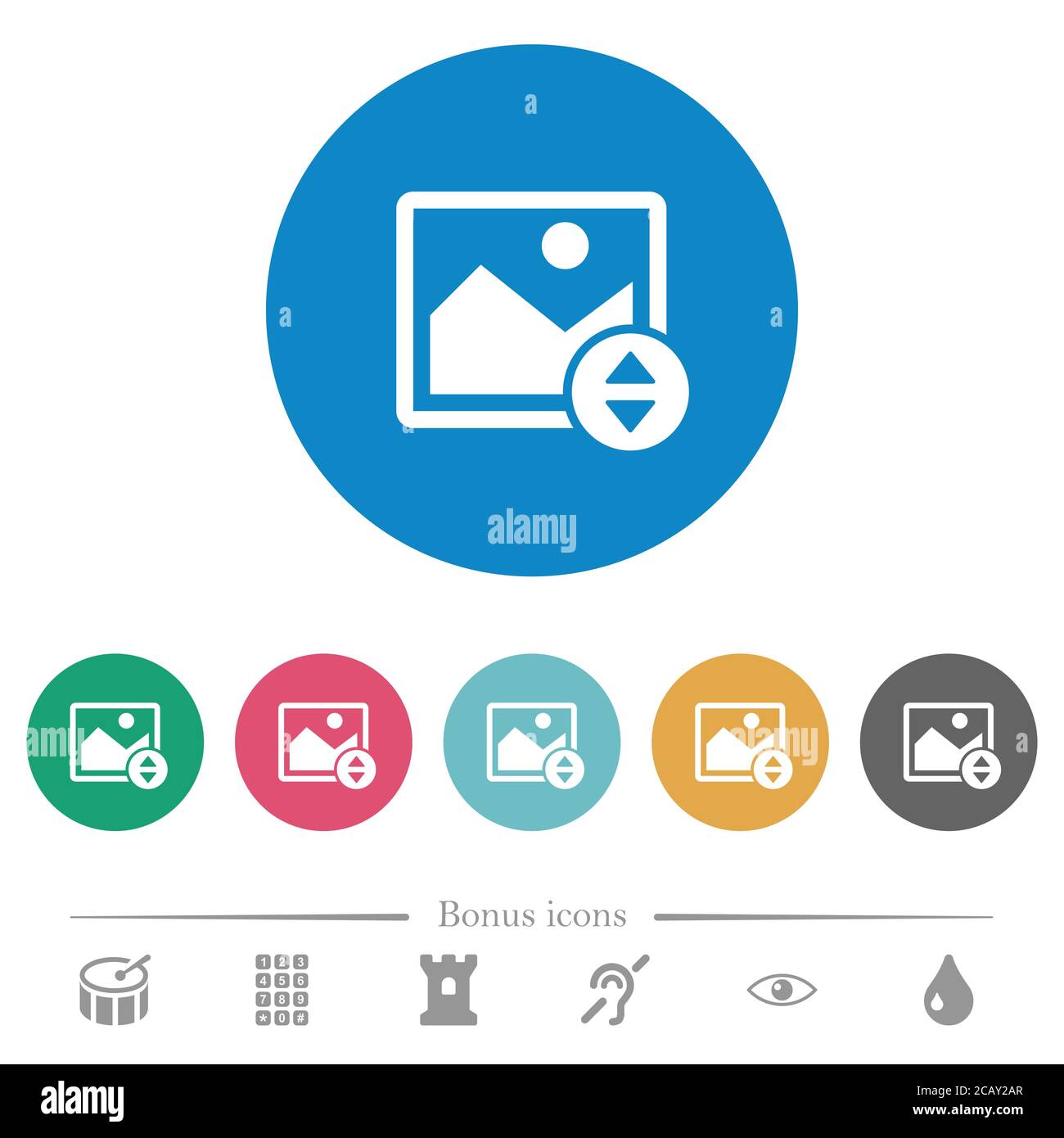 Vertically move image flat white icons on round color backgrounds. 6 ...
