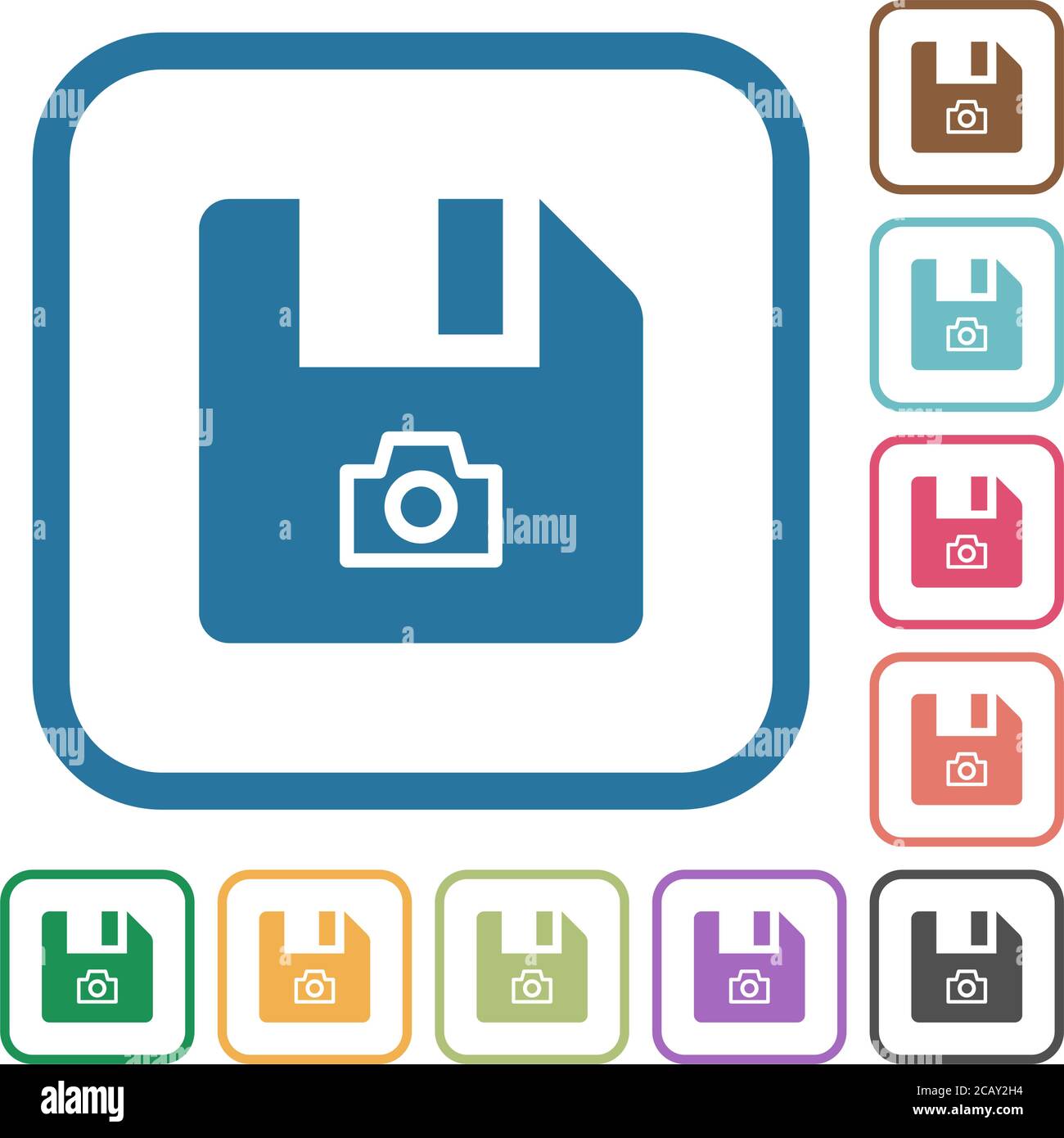 File snapshot simple icons in color rounded square frames on white ...