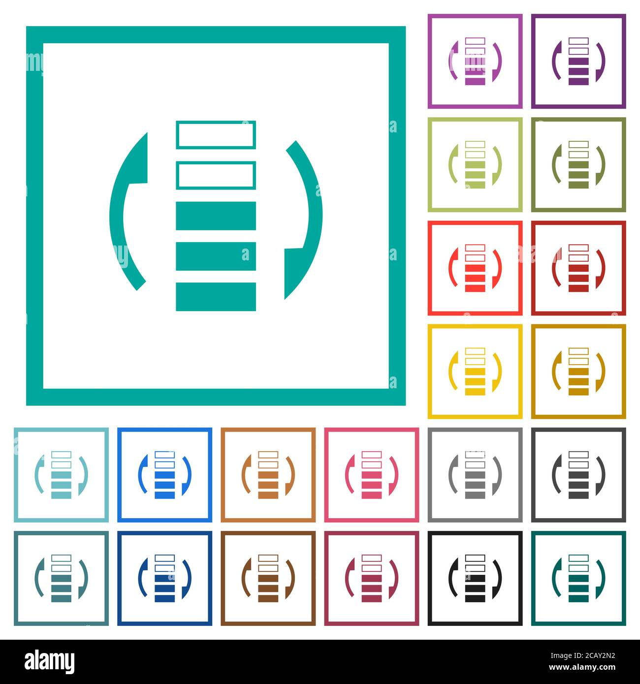 Refresh rate flat color icons with quadrant frames on white background ...