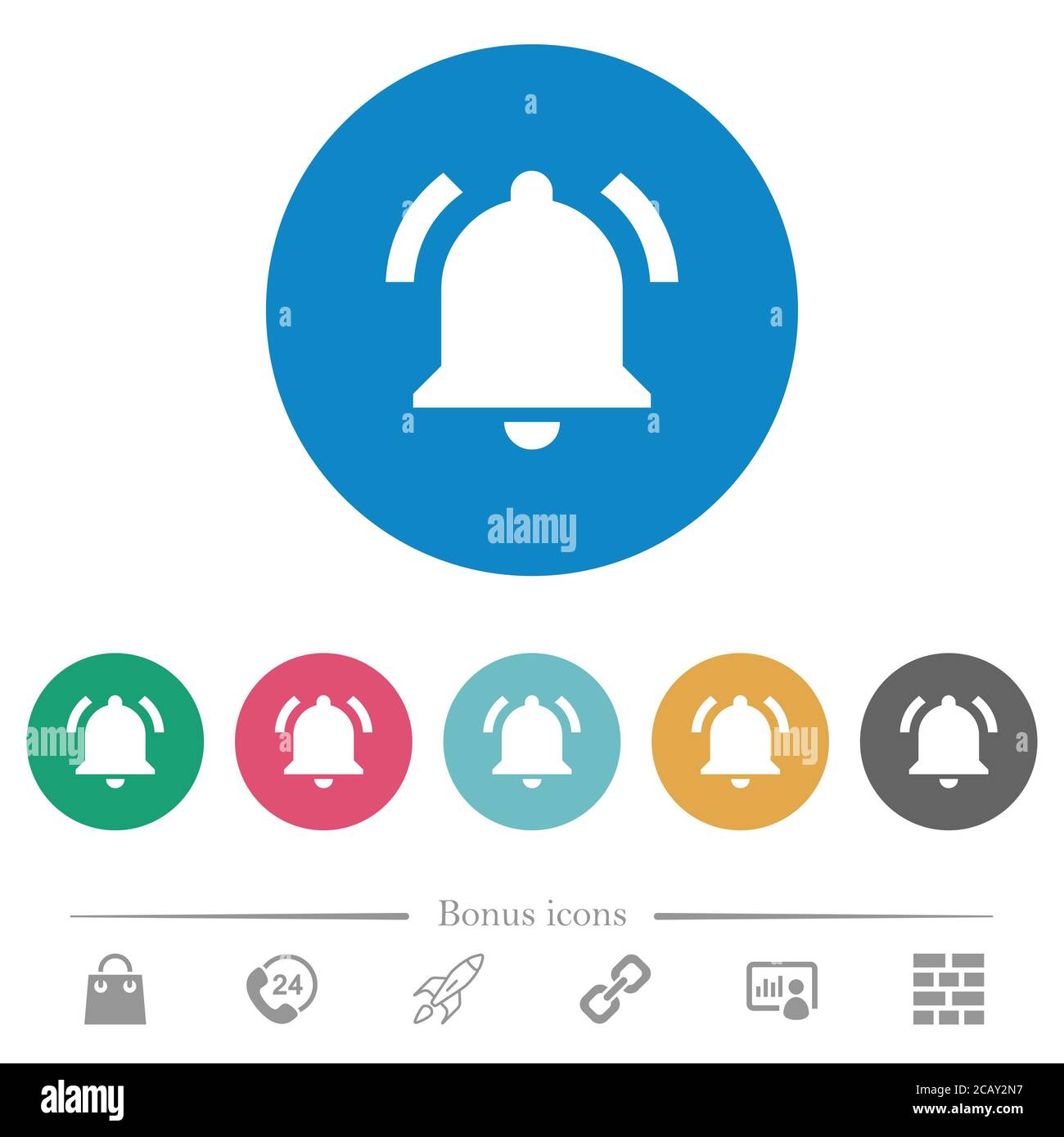 Active notification flat white icons on round color backgrounds. 6 ...