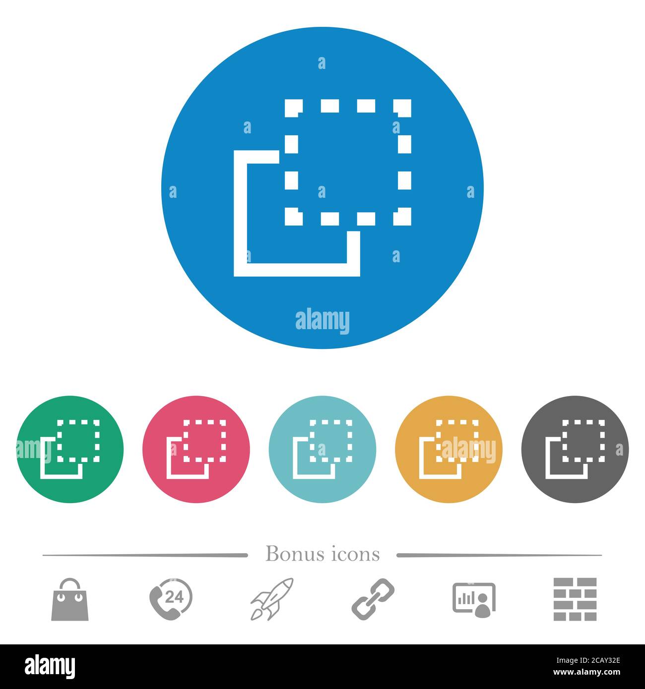 Bring element to front flat white icons on round color backgrounds. 6 ...