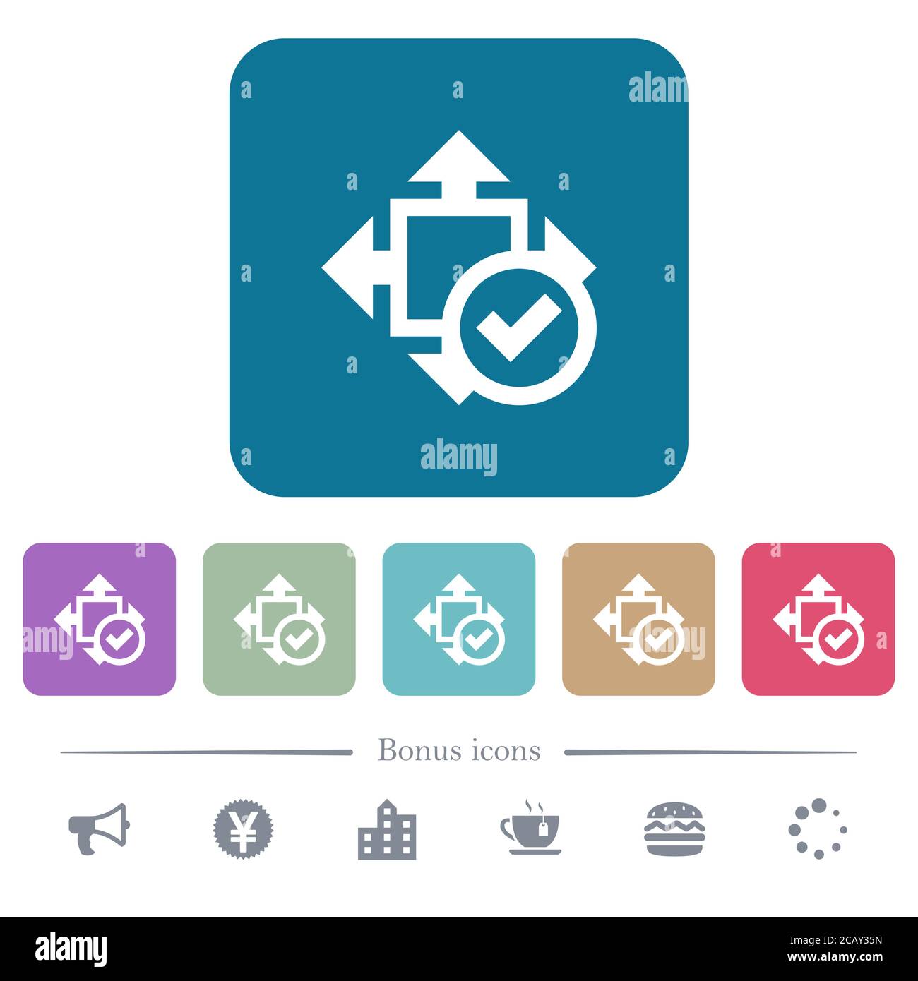 Accept size white flat icons on color rounded square backgrounds. 6 ...