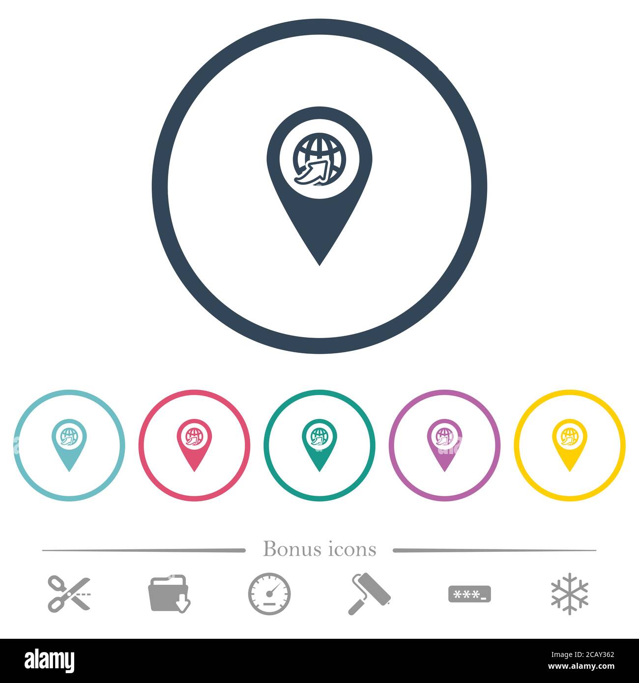 International route GPS map location flat color icons in round outlines ...