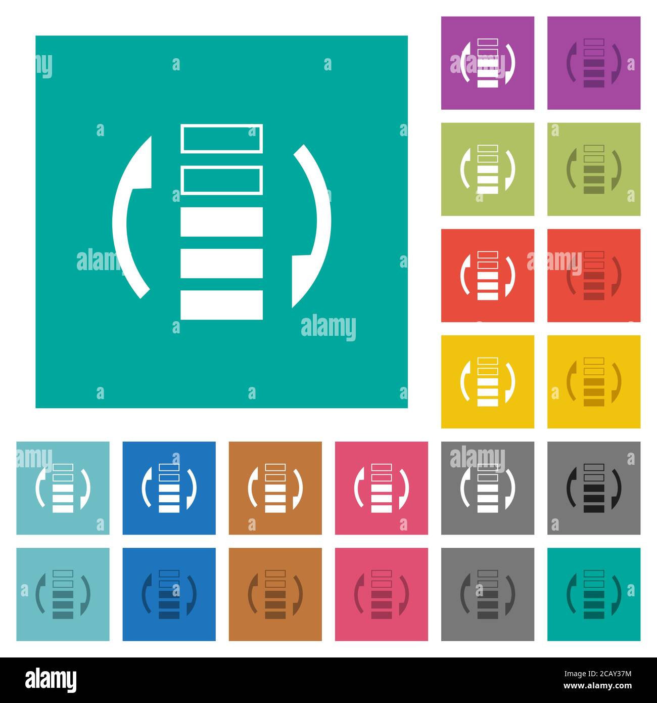 Refresh rate multi colored flat icons on plain square backgrounds ...