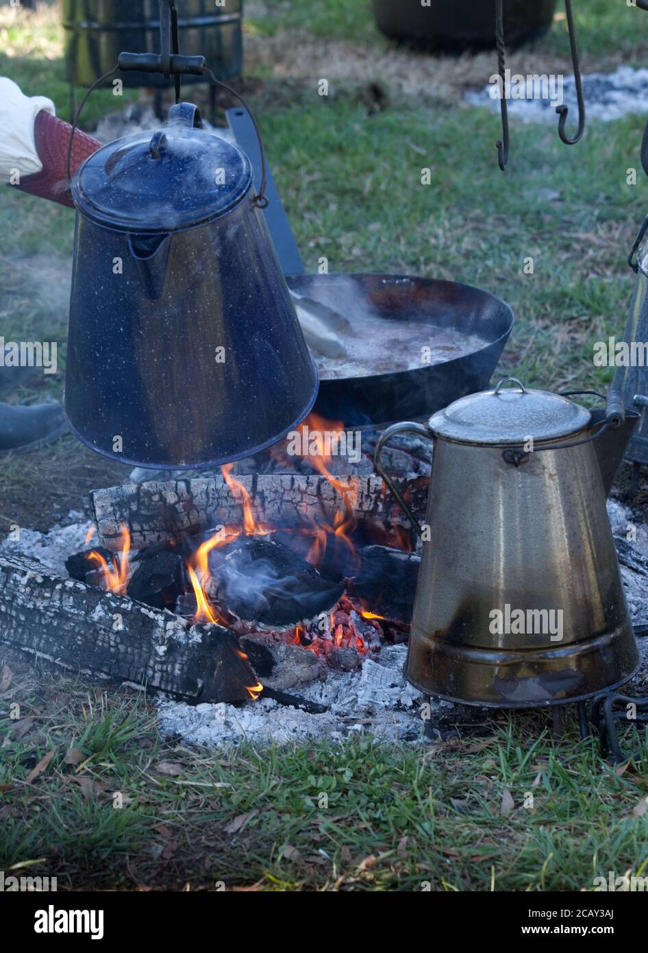 Coffee Pot on an Open Fire Stock Photo - Alamy