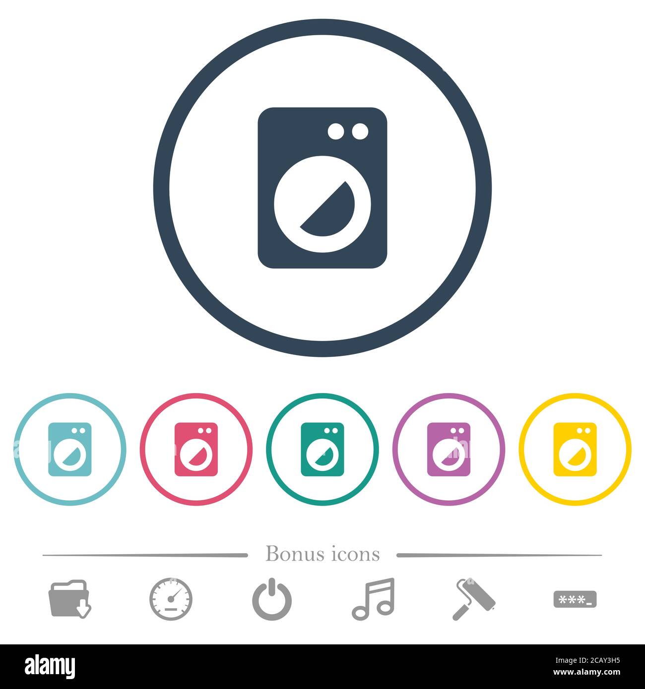 Washing machine flat color icons in round outlines. 6 bonus icons ...