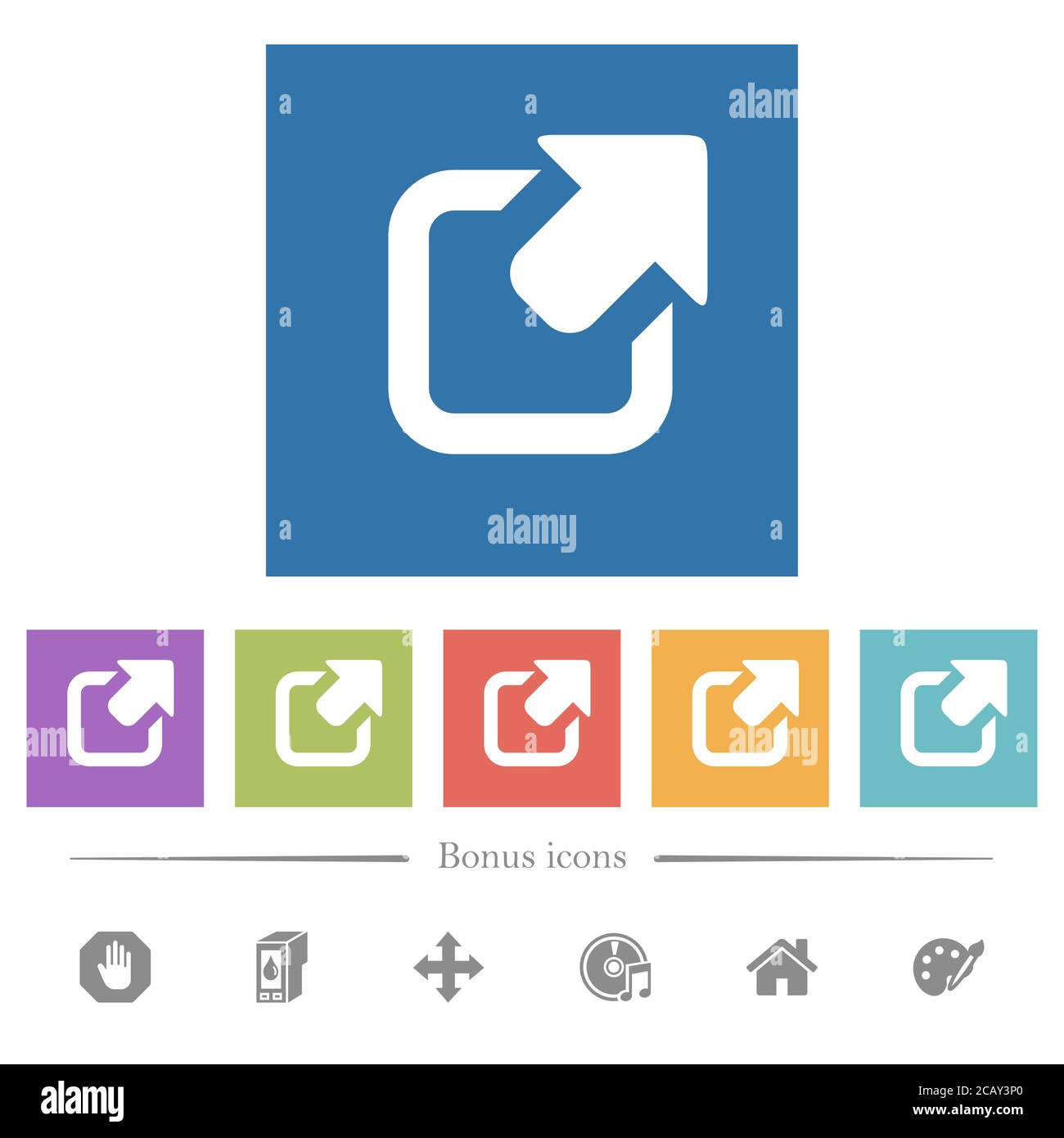 Export symbol with upper right arrow flat white icons in square ...