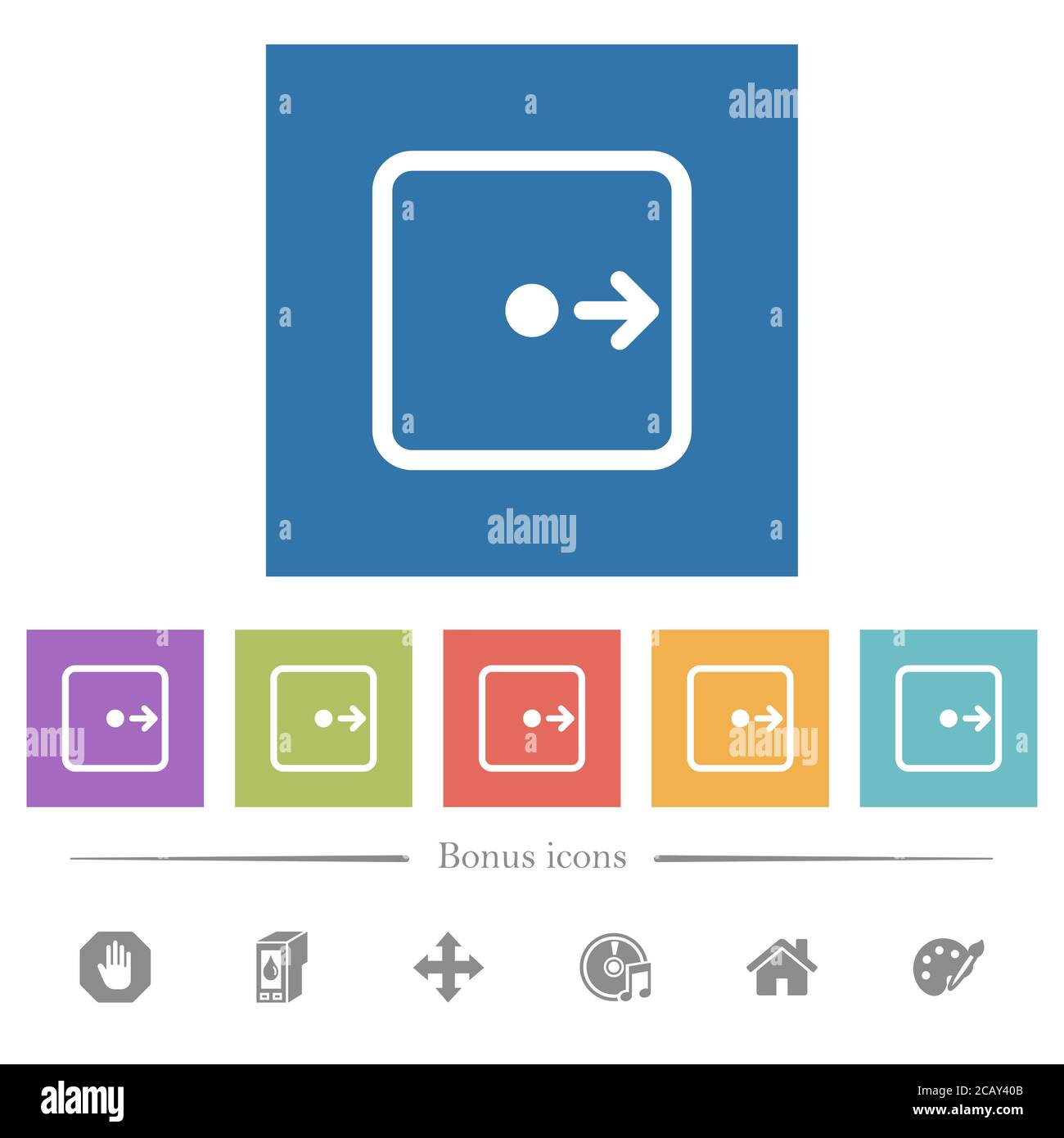 Move object right flat white icons in square backgrounds. 6 bonus icons ...