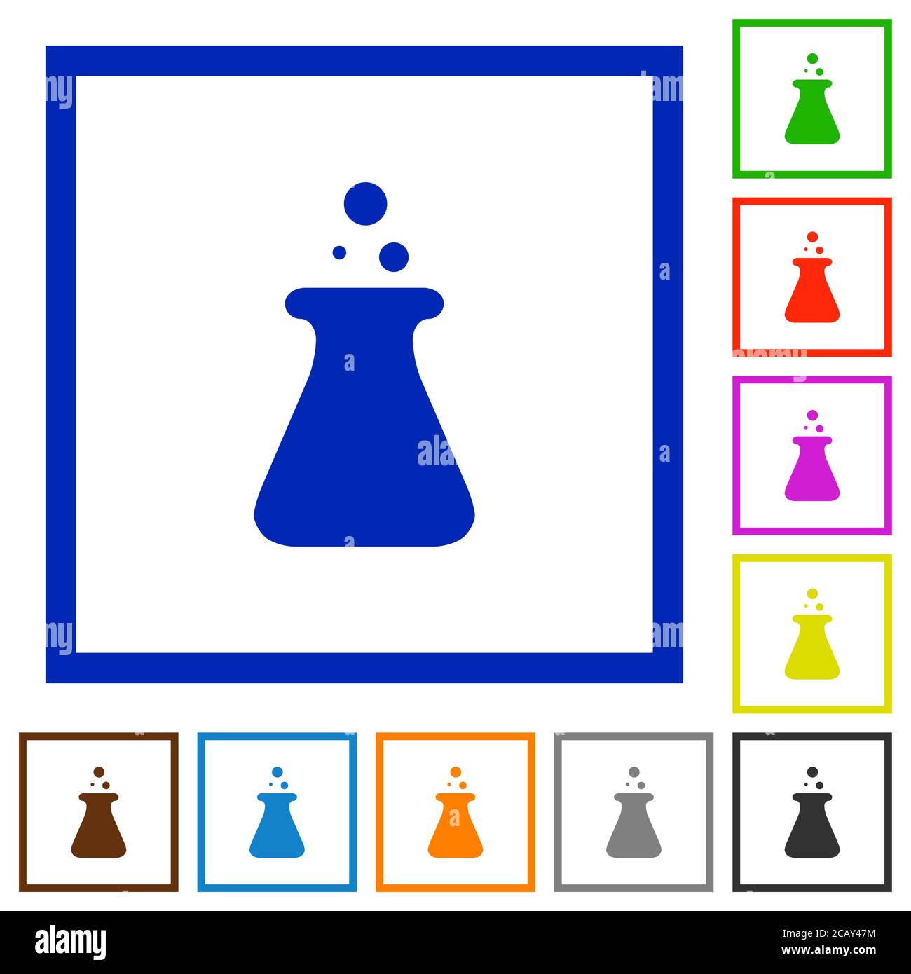 Laboratory flat color icons in square frames on white background Stock ...
