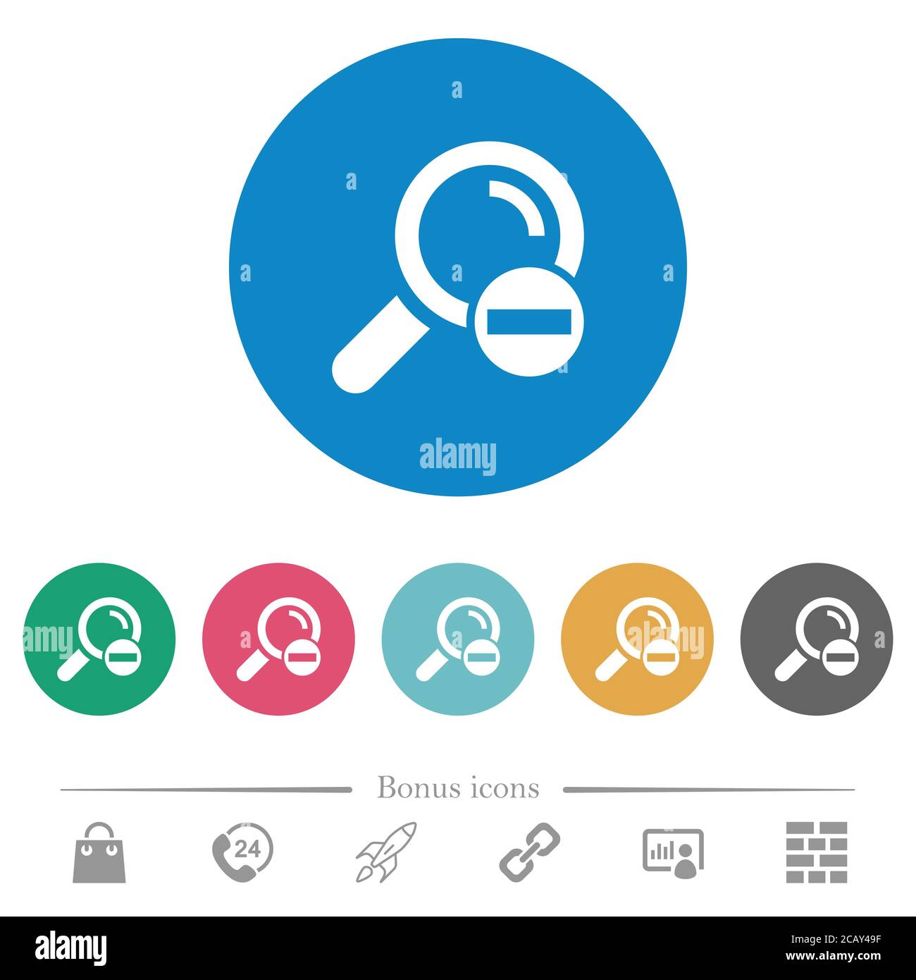 Remove search term flat white icons on round color backgrounds. 6 bonus ...
