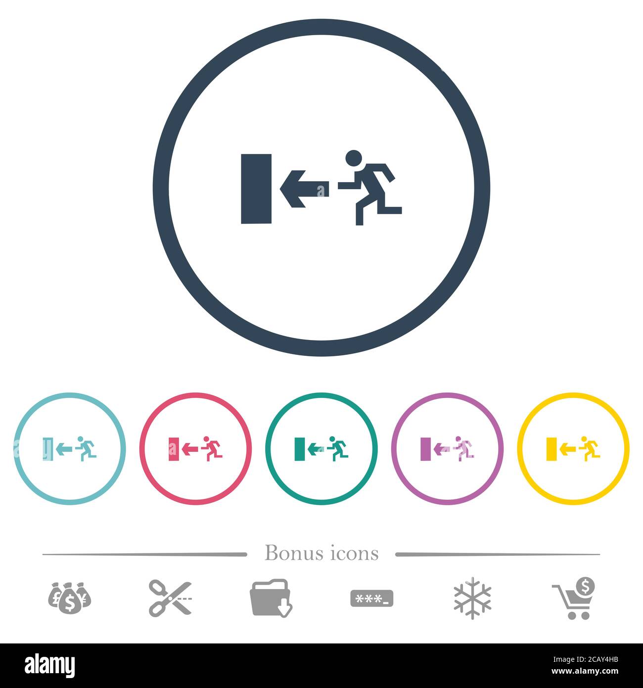 Exit sign flat color icons in round outlines. 6 bonus icons included Stock Vector Image & Art ...