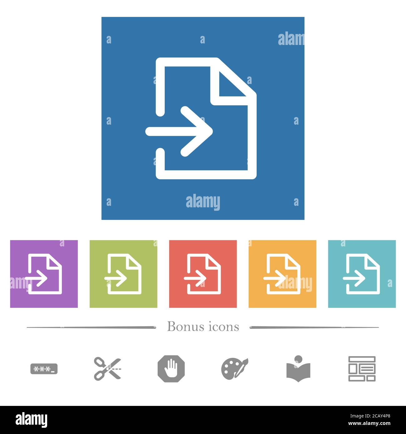 Import file flat white icons in square backgrounds. 6 bonus icons ...