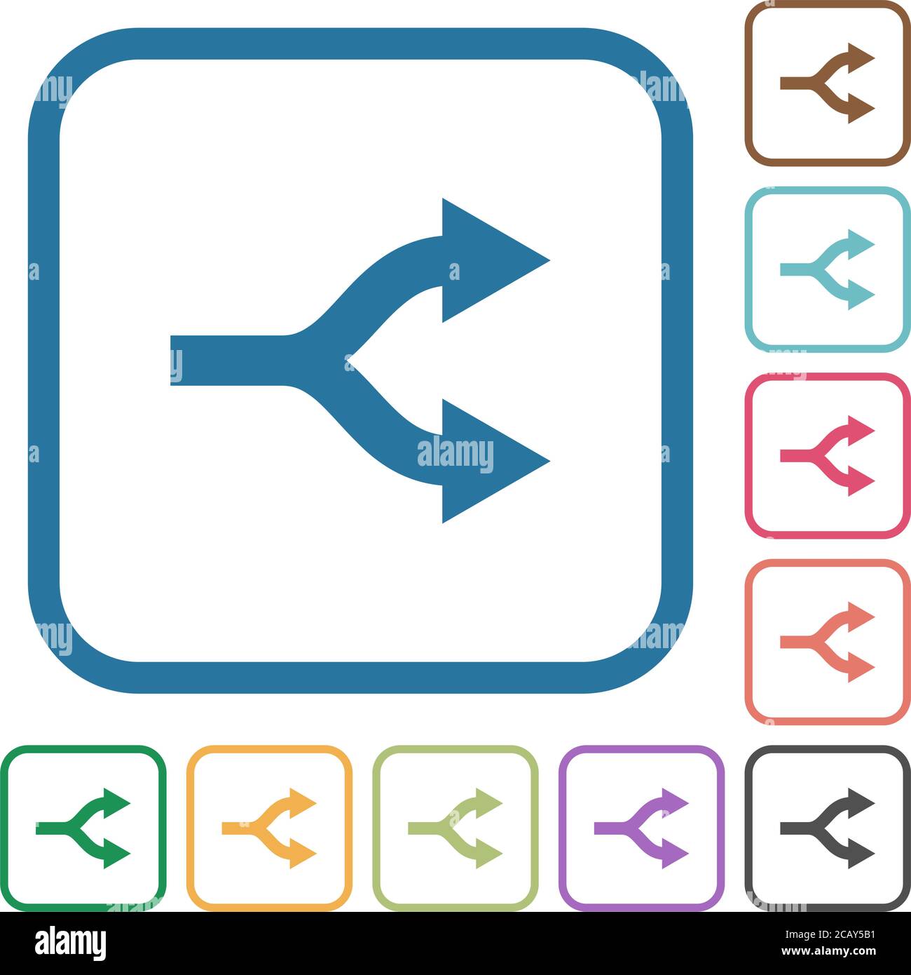 Split arrows simple icons in color rounded square frames on white ...