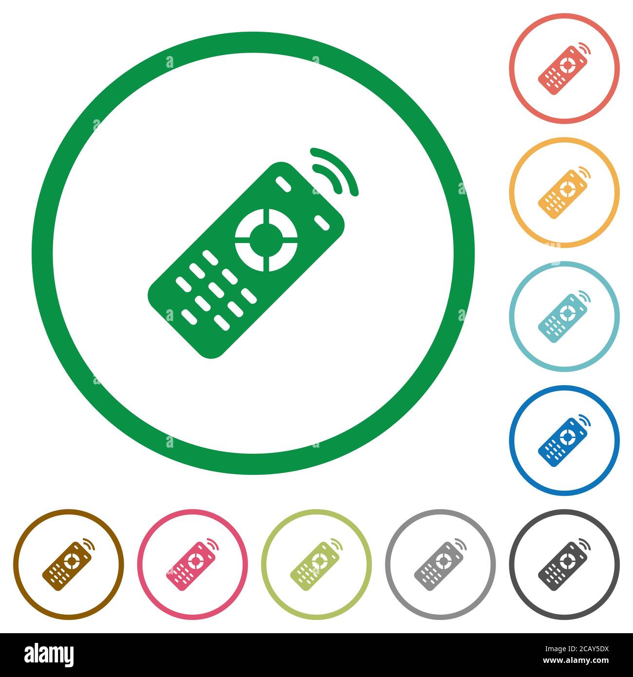 Working remote control flat color icons in round outlines on white ...