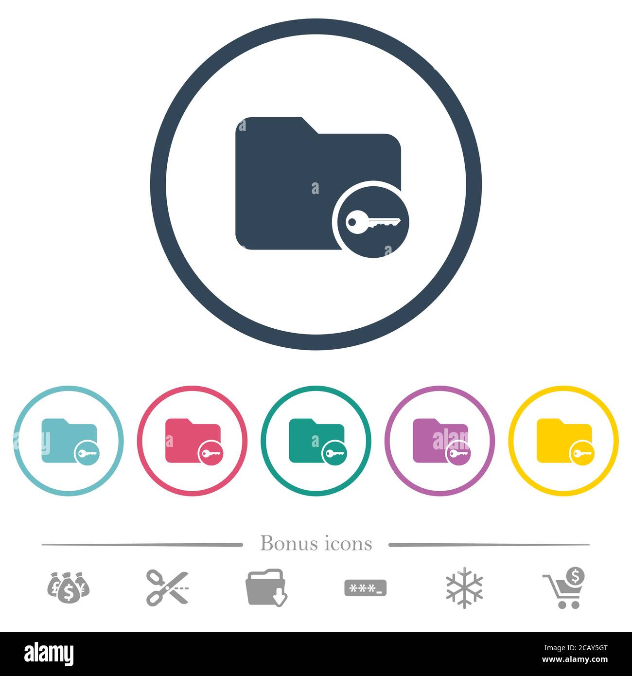 Secure directory flat color icons in round outlines. 6 bonus icons ...