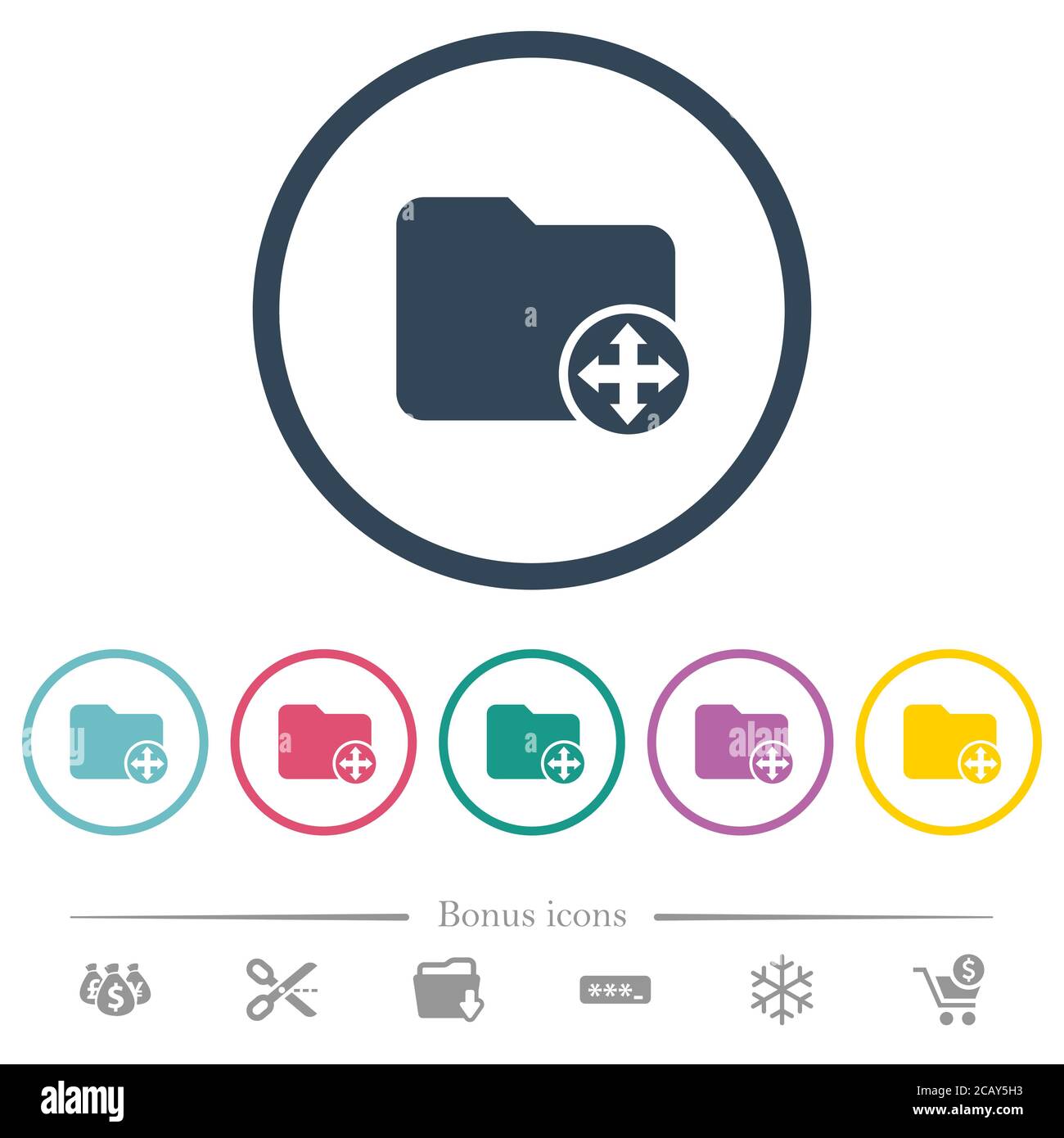 Move directory flat color icons in round outlines. 6 bonus icons included Stock Vector Image ...