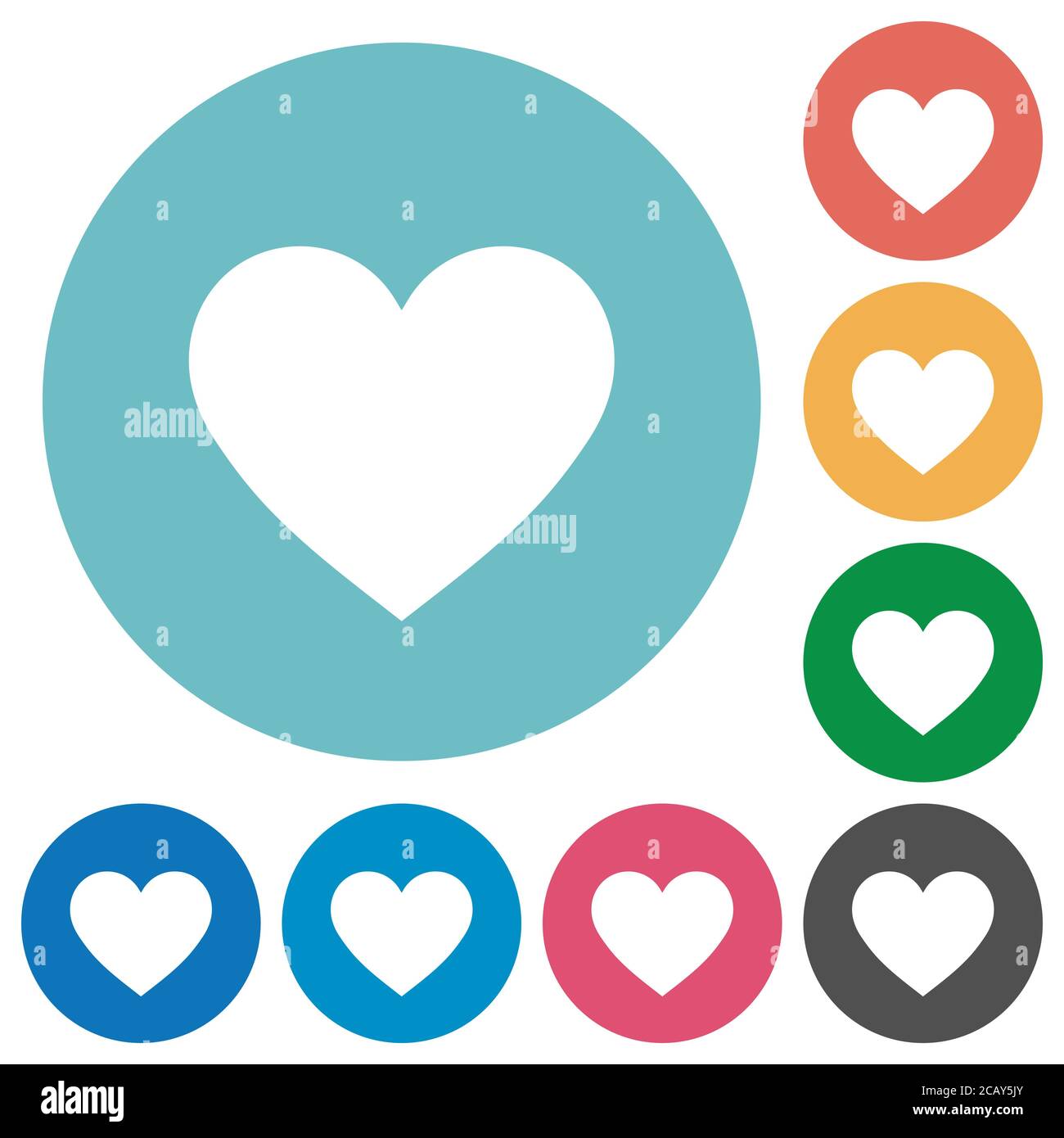 Heart card symbol flat white icons on round color backgrounds Stock ...