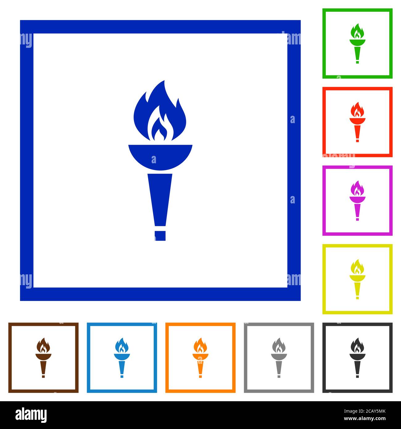 Torch flat color icons in square frames on white background Stock ...