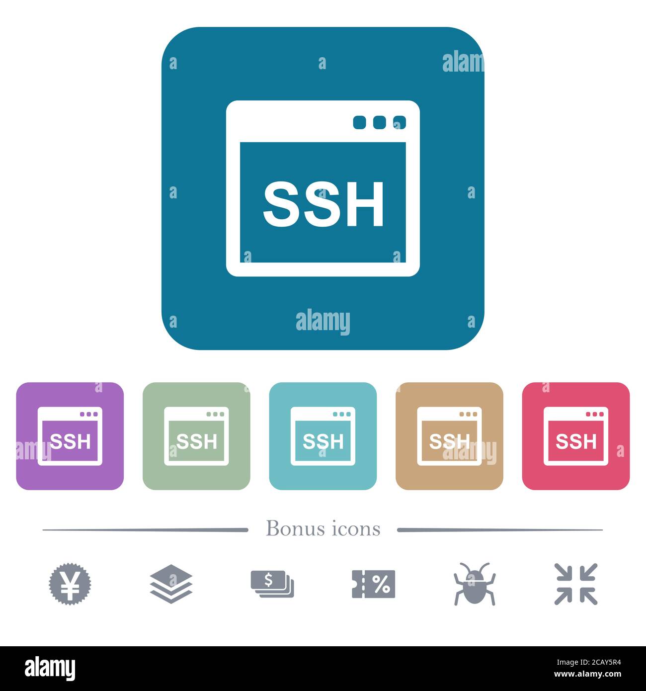 SSH client application white flat icons on color rounded square ...