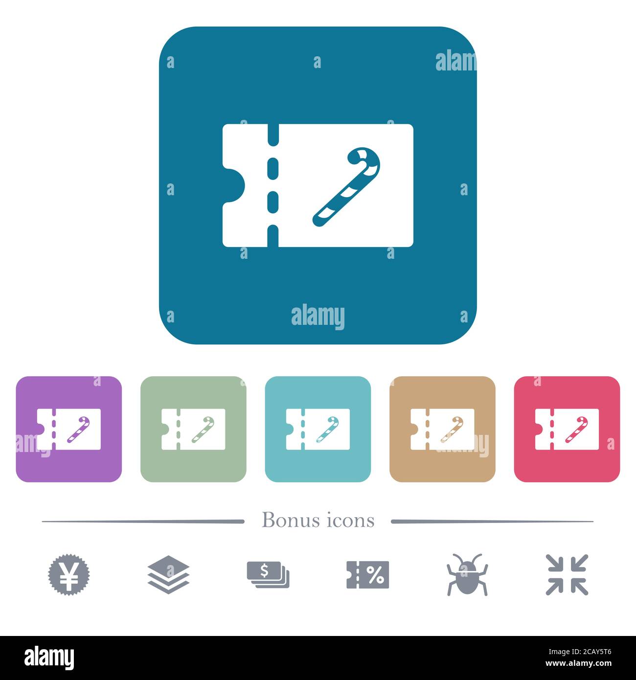Sweet shop discount coupon white flat icons on color rounded square ...