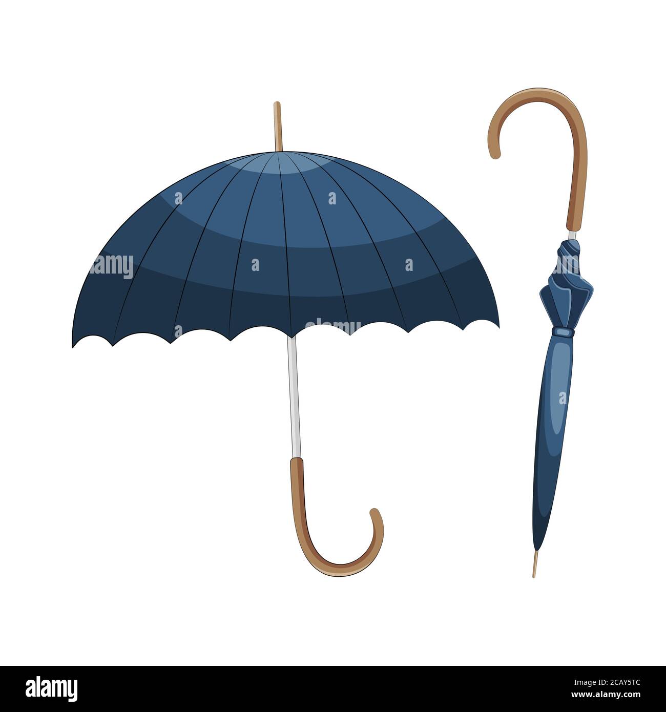Closed and open blue umbrellas set stock vector illustration Stock ...