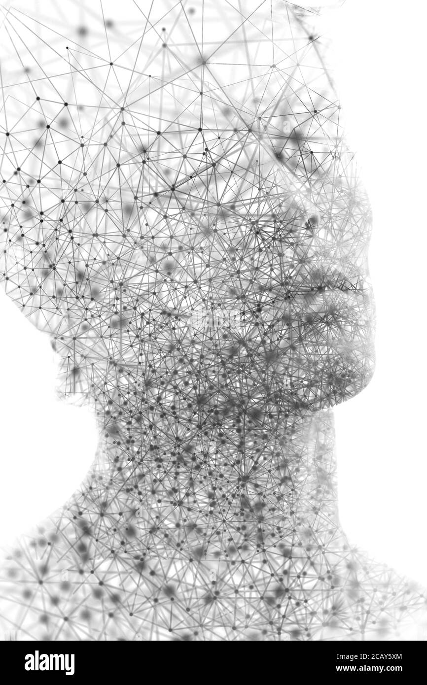 Global connectivity conceptual illustration Black and White Stock ...