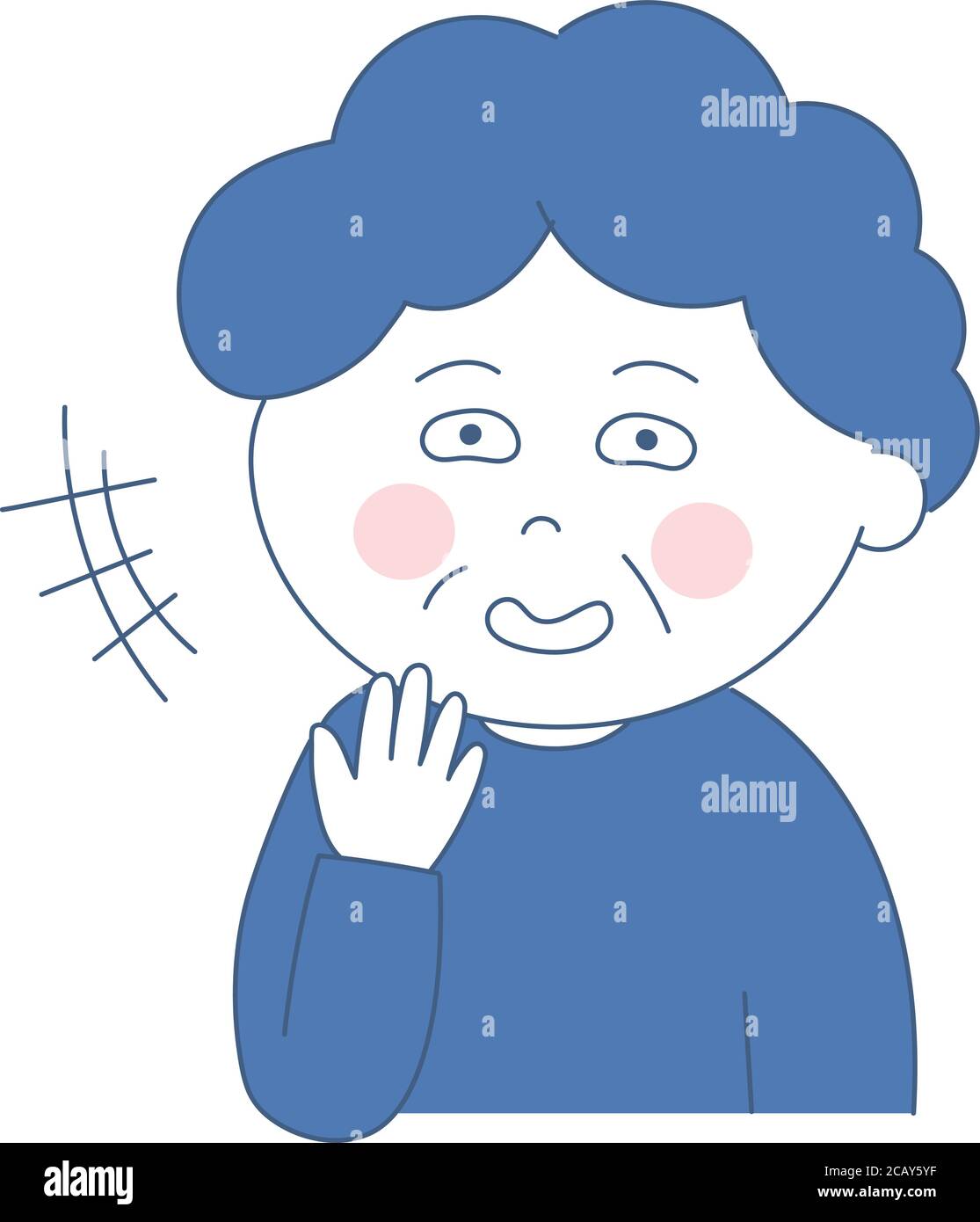 Elderly woman with mean expression. Two-tone vector illustration ...