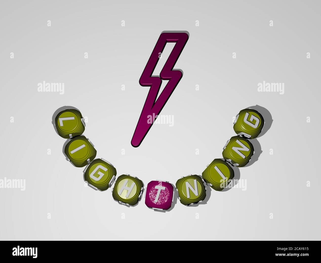 lightning text around the 3D icon. 3D illustration. background and bolt ...