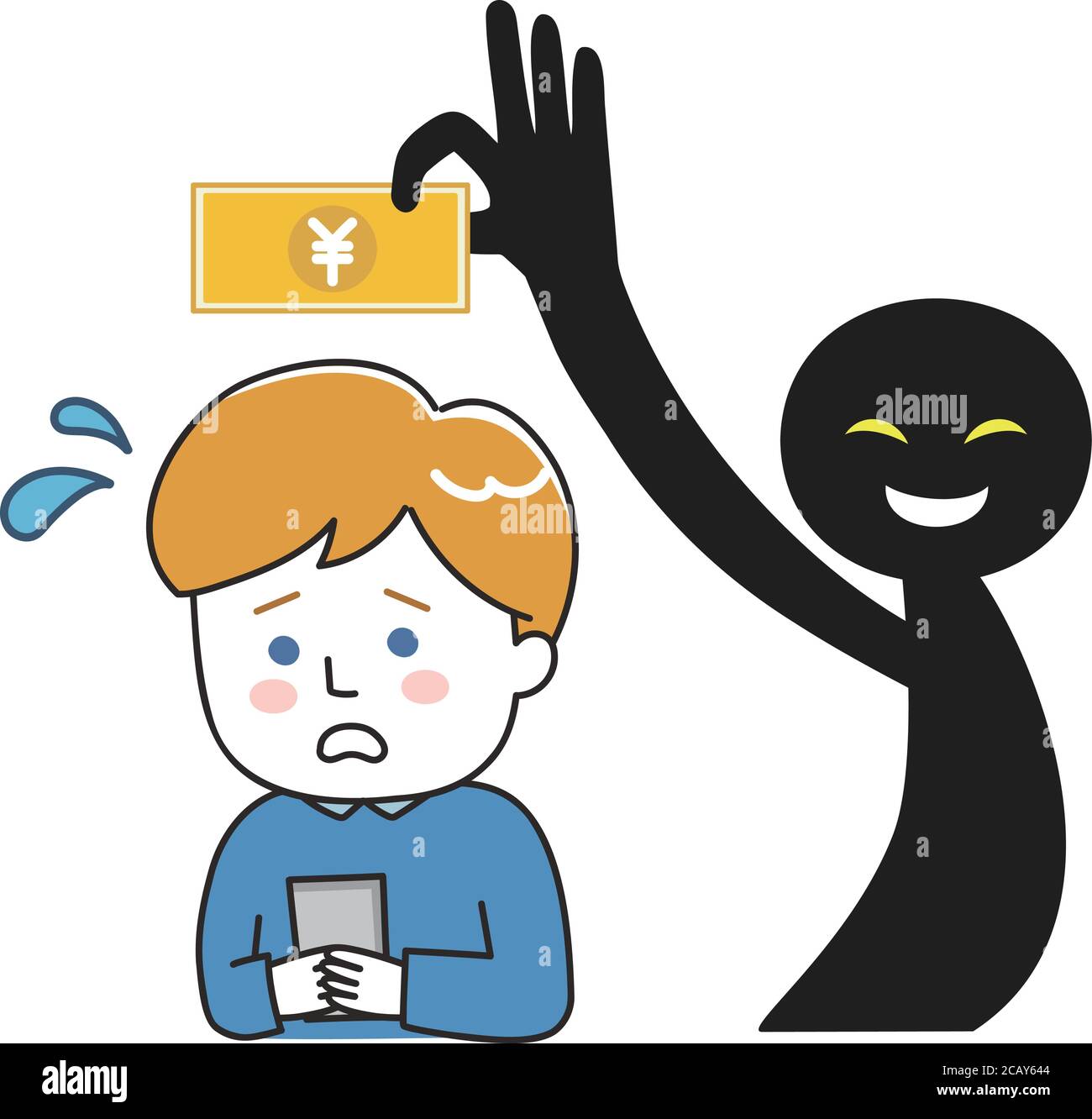 Man got scammed on the internet. Vector illustration isolated on white ...