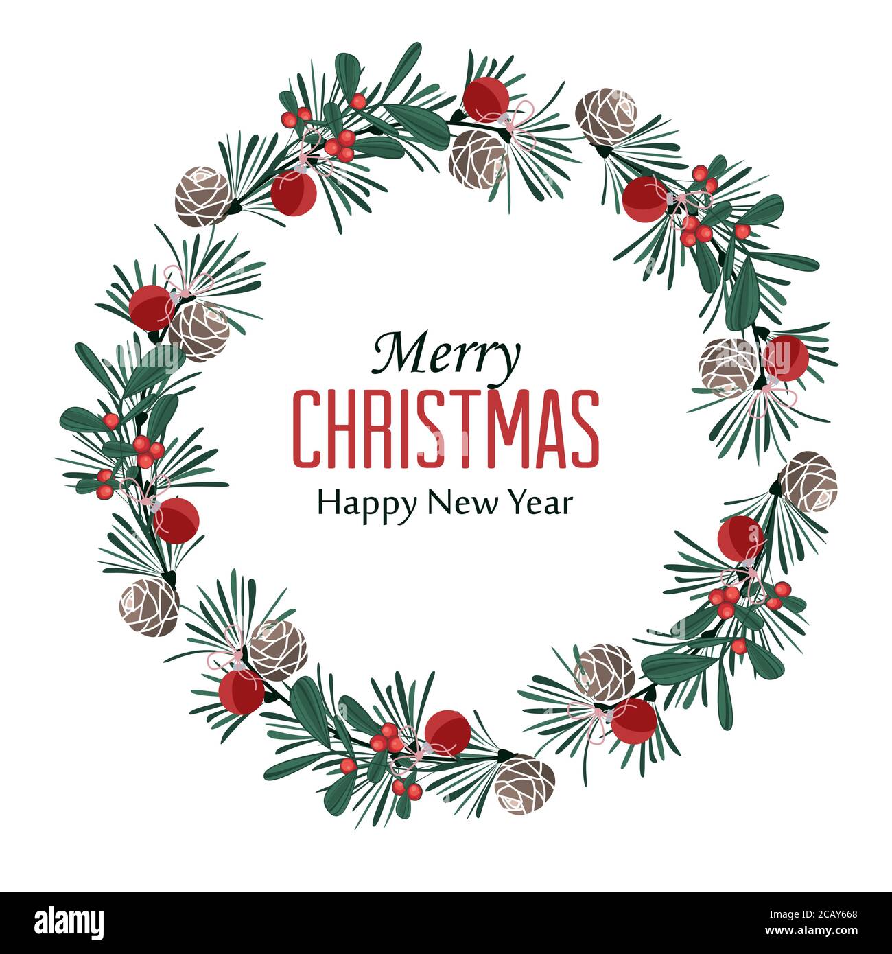 Christmas wreath ornaments round Stock Vector Images - Alamy