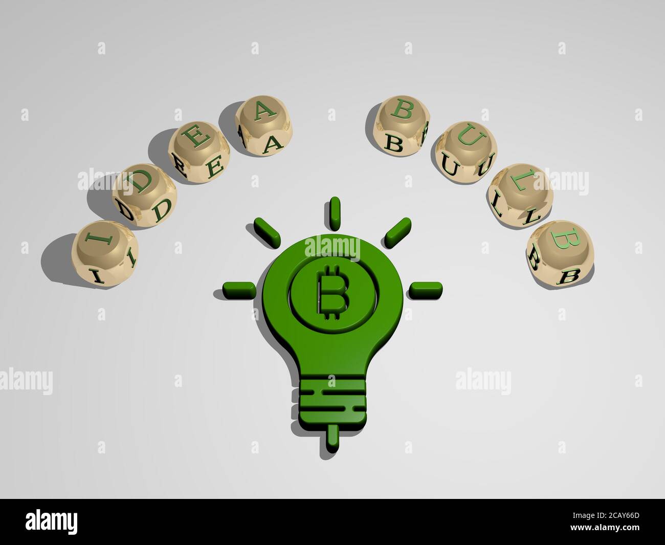 IDEA BULB 3D icon surrounded by the text of cubic letters. 3D ...