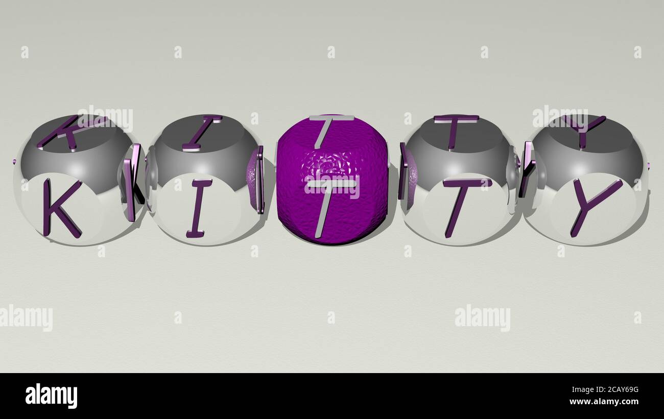 kitty text by cubic dice letters. 3D illustration. cat and cute Stock ...
