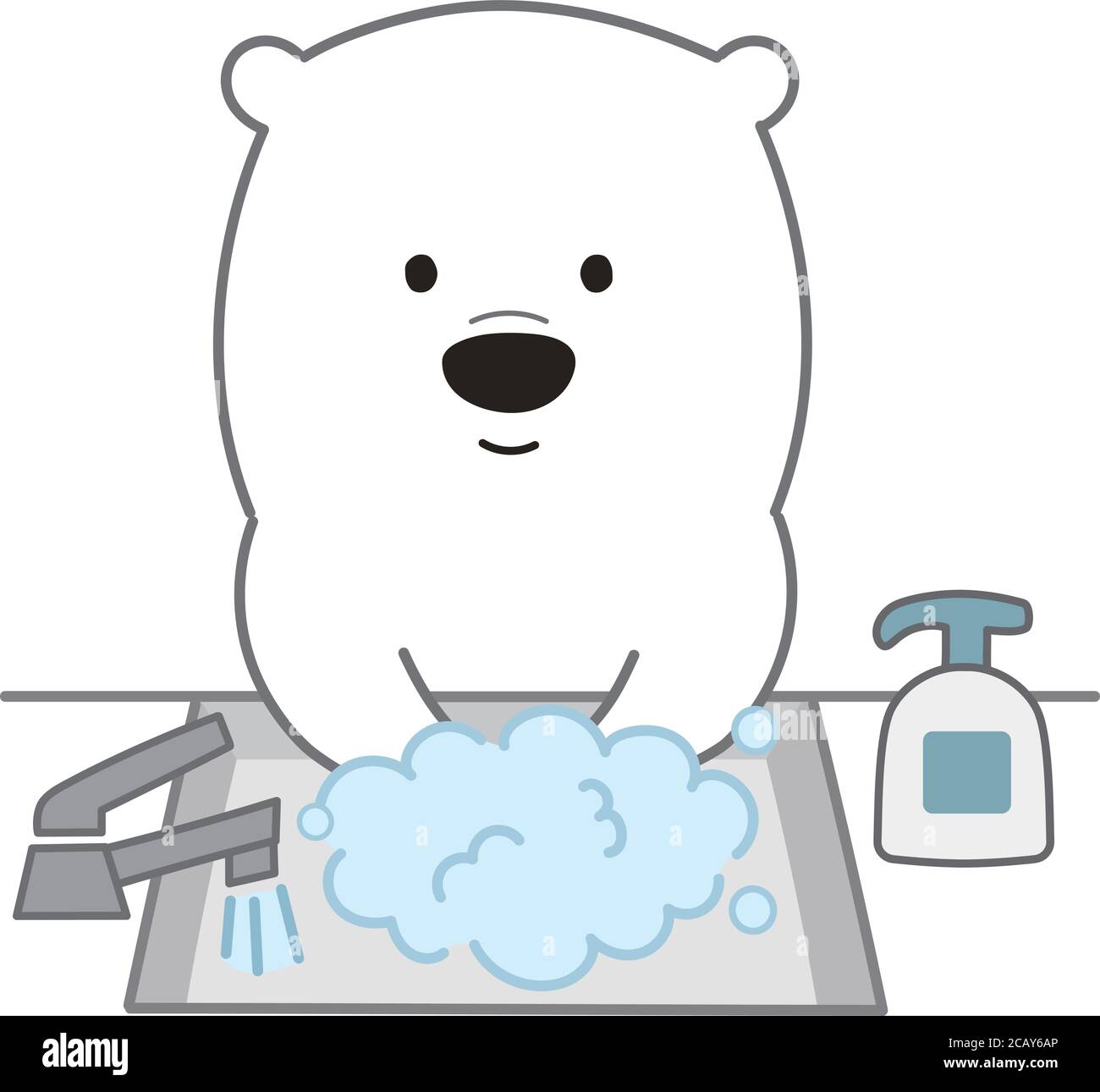 Polar bear washing his hands using hand sanitizer. Vector illustration ...