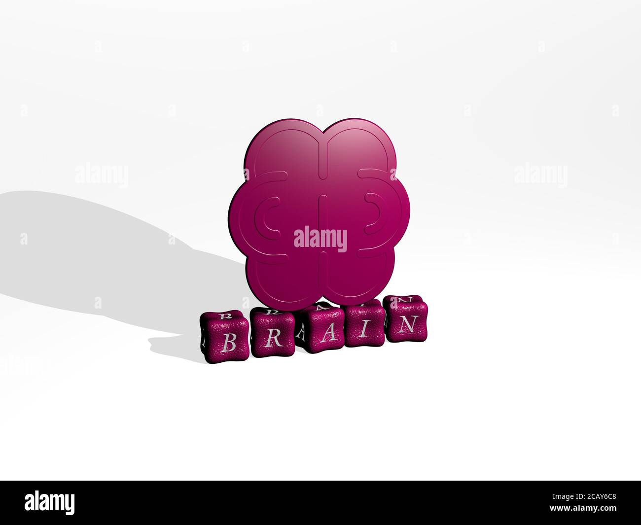 BRAIN 3D icon on cubic text. 3D illustration. concept and background ...