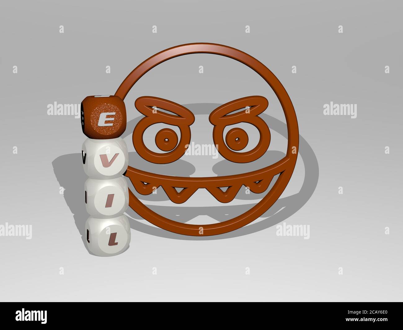 3D graphical image of EVIL vertically along with text built around the ...