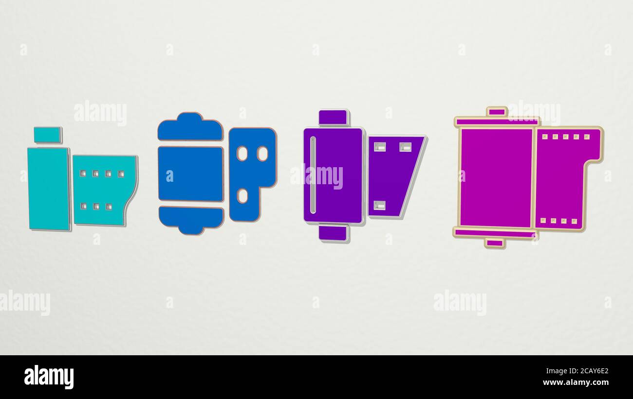 CAMERA ROLL 4 icons set. 3D illustration Stock Photo - Alamy