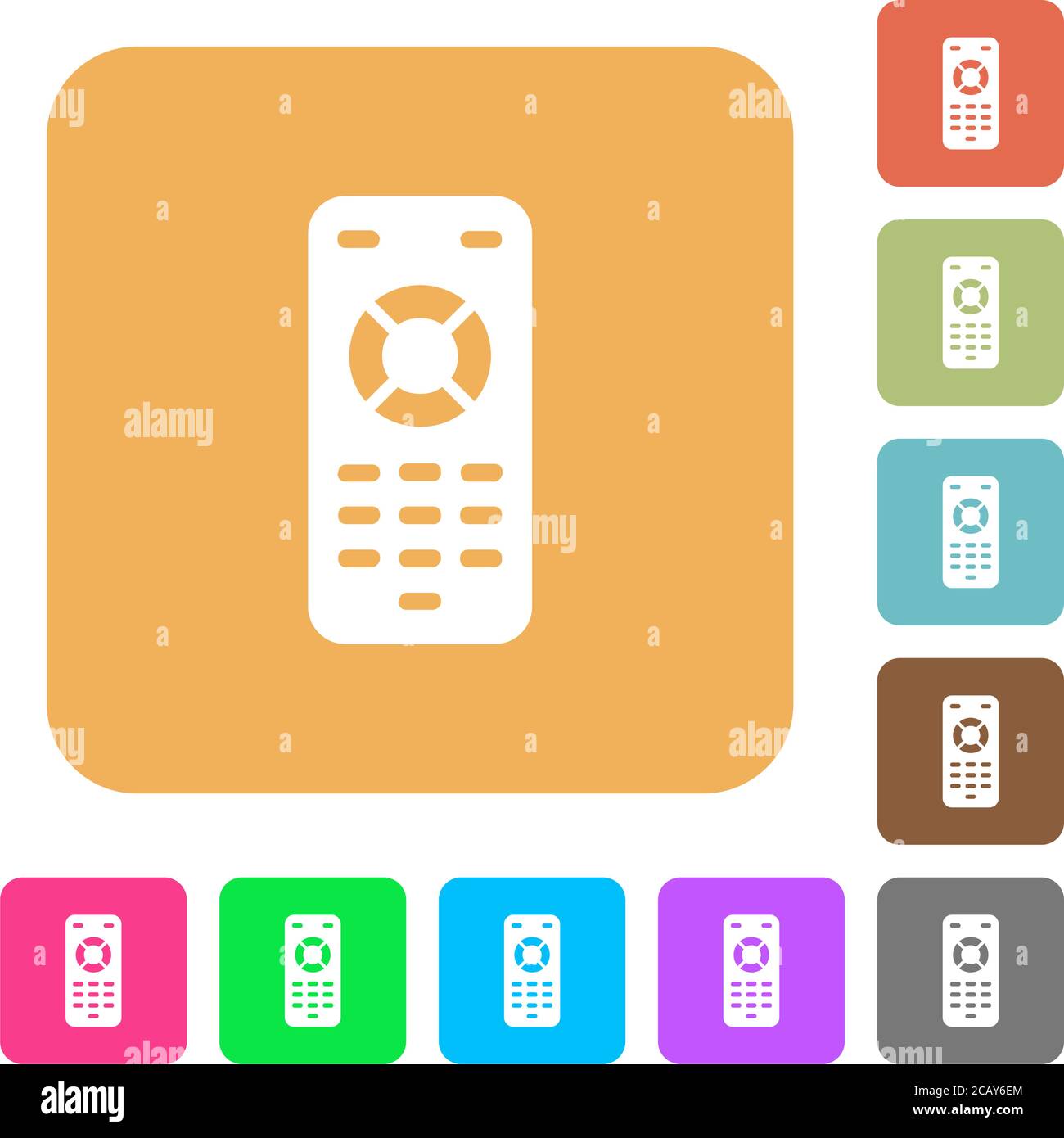 Remote control flat icons on rounded square vivid color backgrounds Stock Vector Image & Art - Alamy