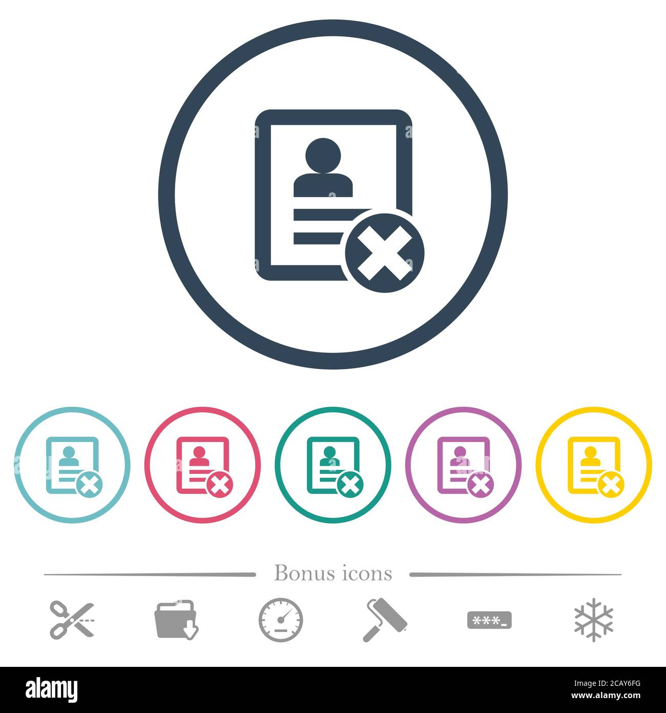 Cancel contact flat color icons in round outlines. 6 bonus icons ...