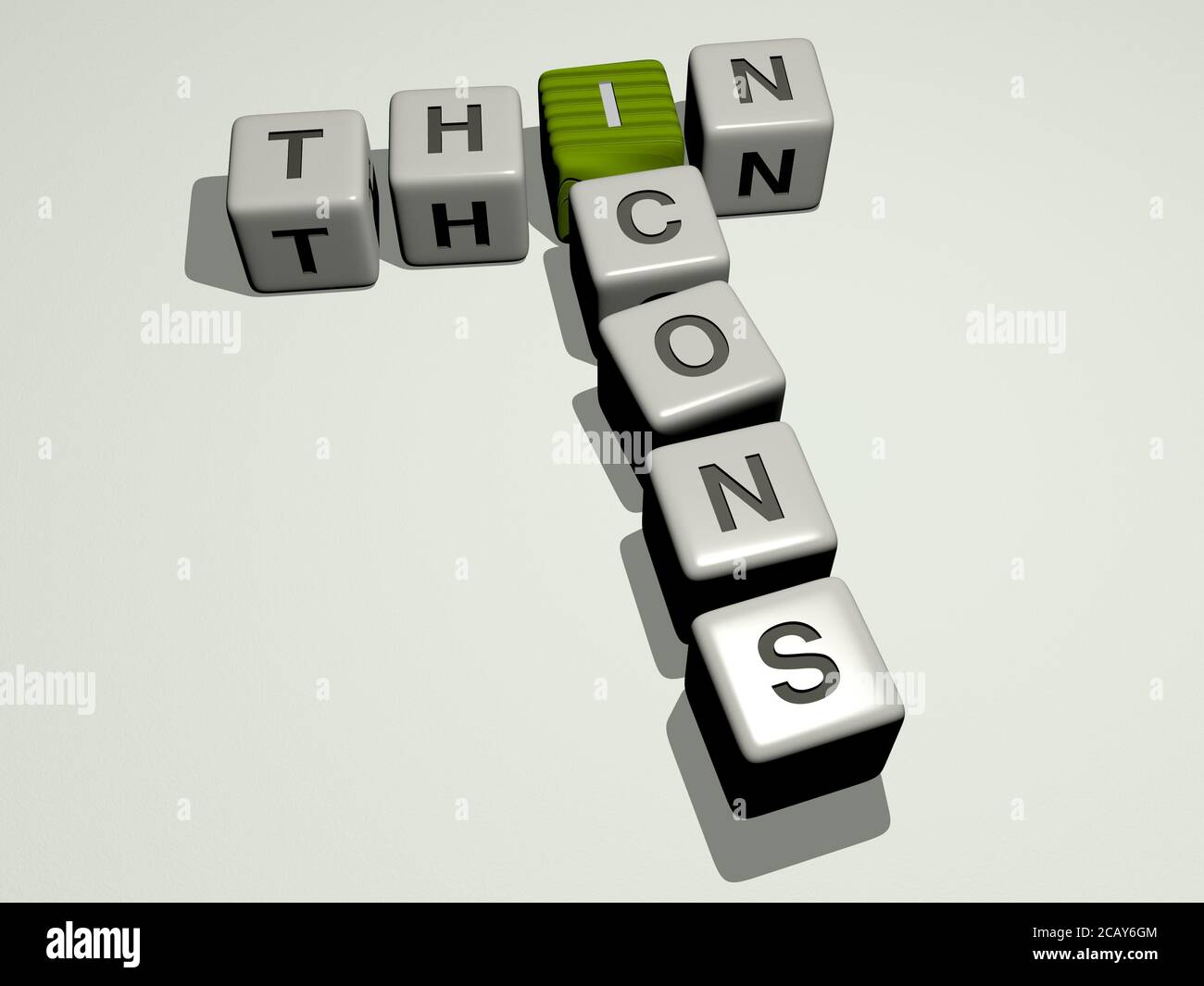 thin icons crossword by cubic dice letters. 3D illustration. line and ...