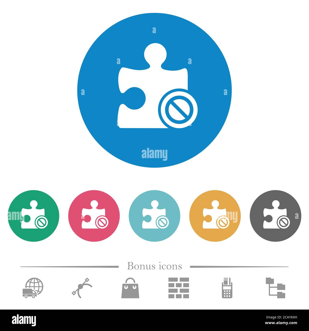 Plugin disabled flat white icons on round color backgrounds. 6 bonus ...